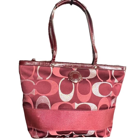 Coach | Bags | Rare Coach Burgundy And Silver Multi Color Should Bag ...